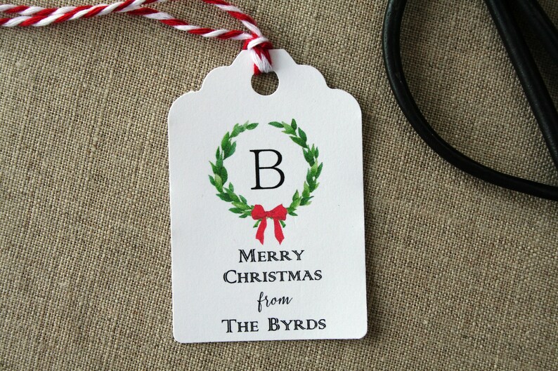 Monogrammed Christmas gift tags monogrammed greenery gift | Etsy