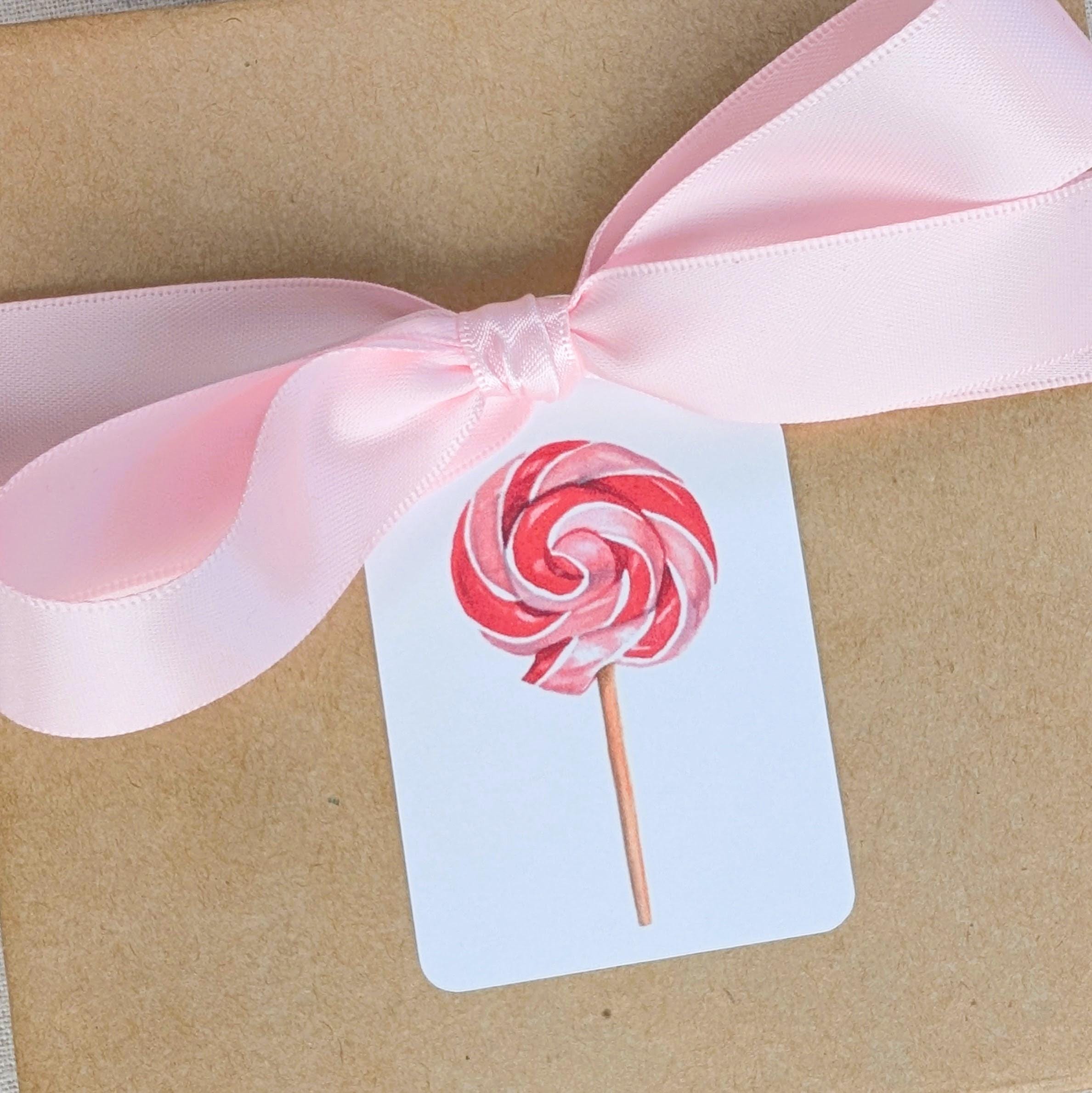 Pink Lollipop Gift Tags, Original Watercolor Present Labels, Set of 9 ...