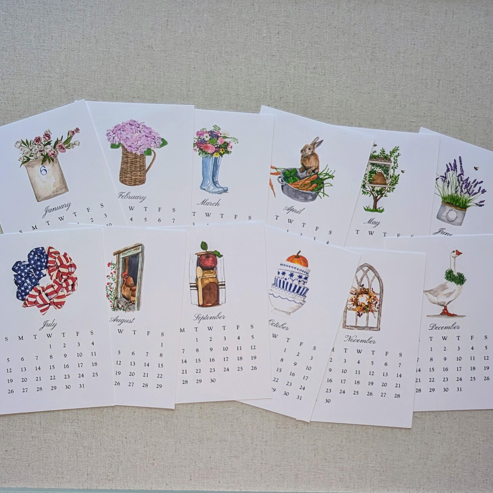 2026 Cottagecore Desk Calendar, 5 X 7 or 4 X 6 Mini Monthly Calendar ...