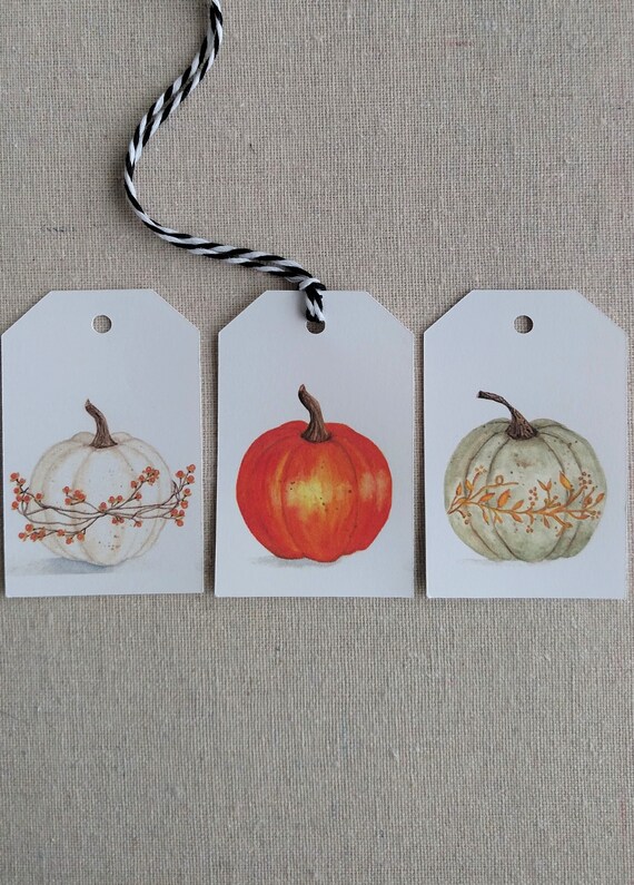 Autumn gift tags fall gift tags pumpkin gift tag white | Etsy