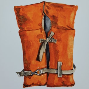 ART PRINT: Watercolor Life Jacket Art Print, Coastal Art Print, Art ...