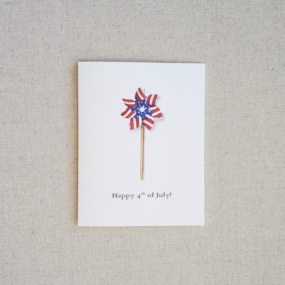 Fourth of July Greeting Card, Original Watercolor Independence Day ...