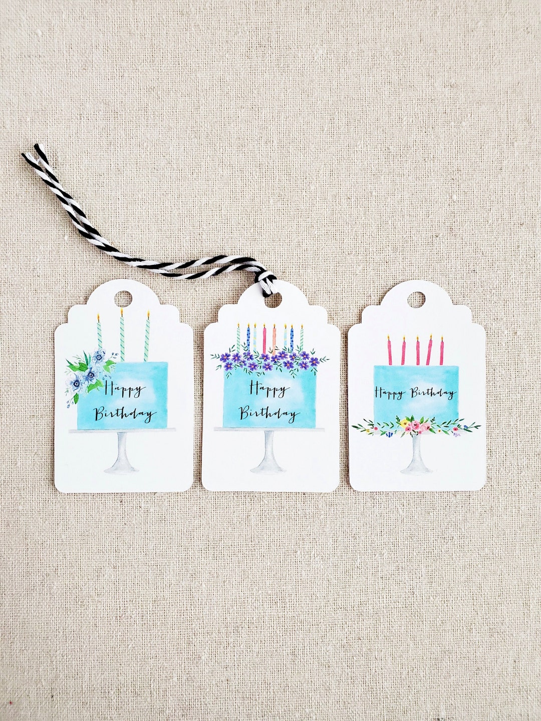 Birthday Gift Tags, Party Favor Tags, Party Cake Tags, Birthday Cake ...