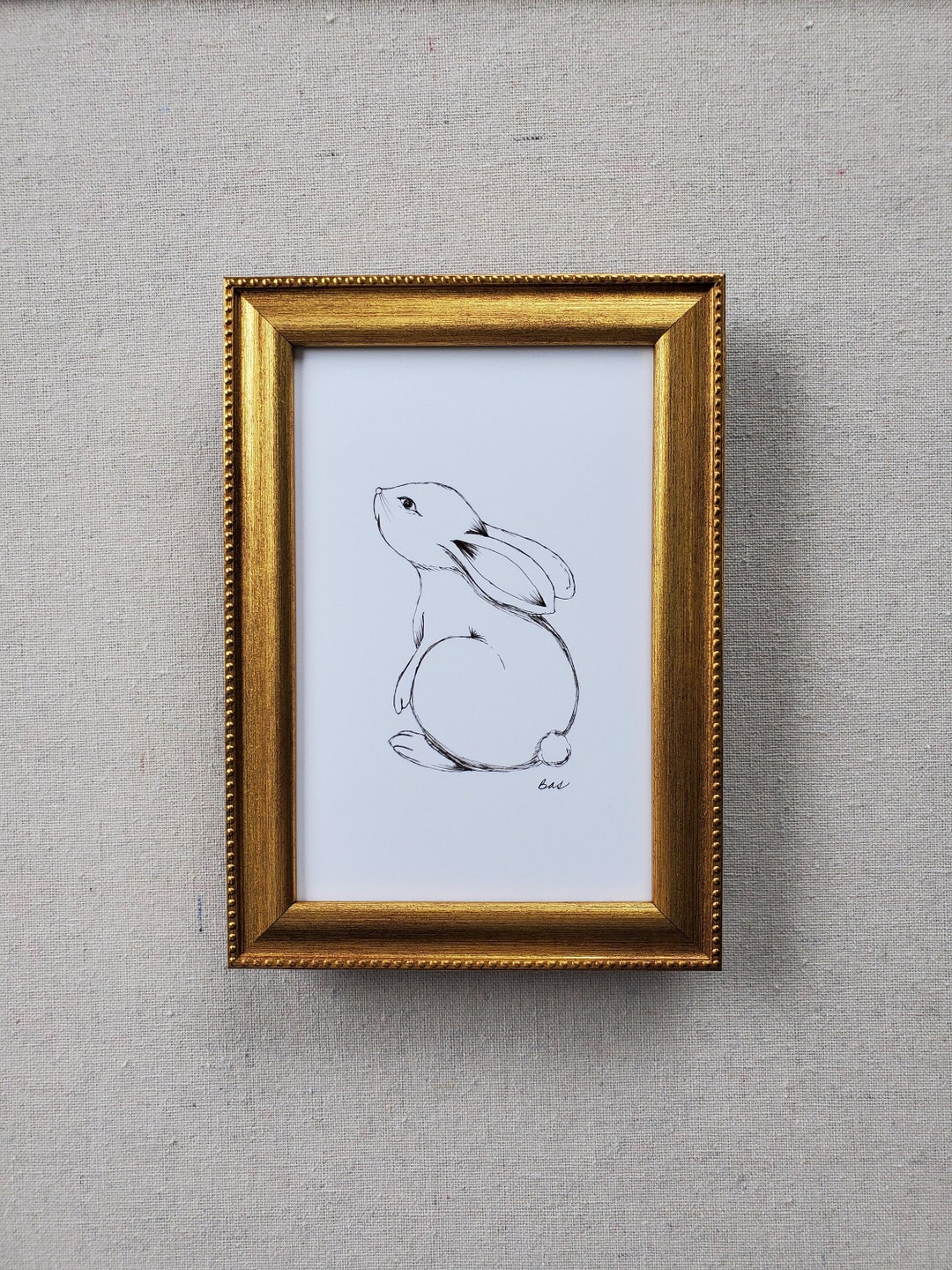 ART PRINT: Black Ink Bunny Art Print, Art Print, Original Ink Art Print ...
