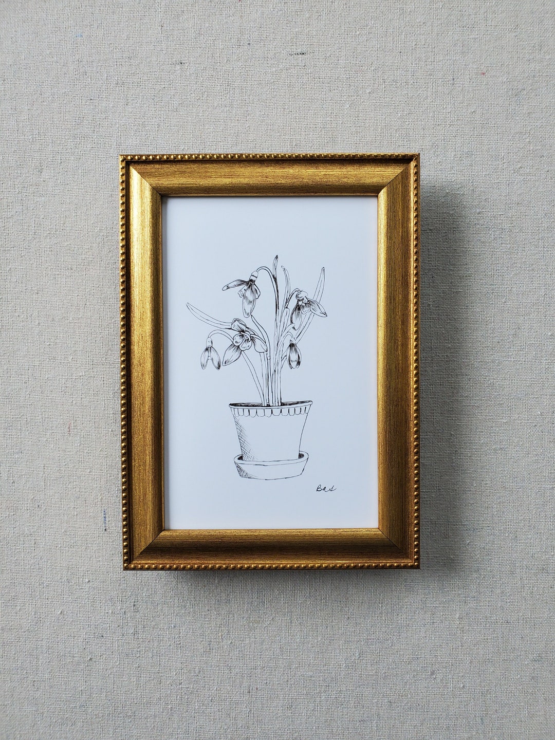 ART PRINT: Black Ink Snowdrop Art Print, Art Print, Original Ink Art ...