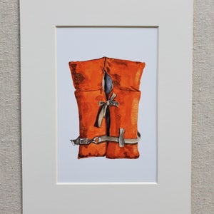 ART PRINT: Watercolor Life Jacket Art Print, Coastal Art Print, Art ...