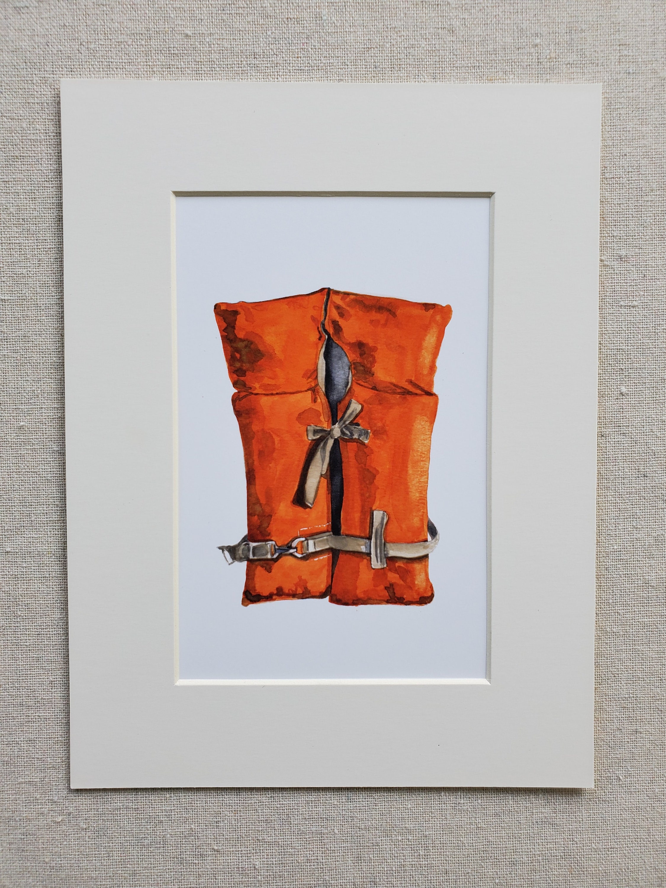 ART PRINT: Watercolor Life Jacket Art Print, Coastal Art Print, Art ...