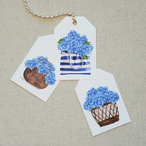 Set of 9 Blue Hydrangea Gift Tags, Original Watercolor Present Labels ...