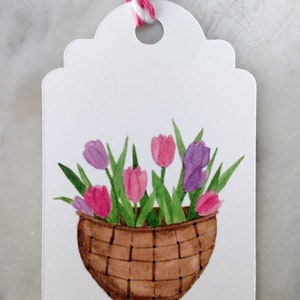 All Occasion Gift Tags, Watercolor Tulip Tags, Flower Gift Tags, Spring ...