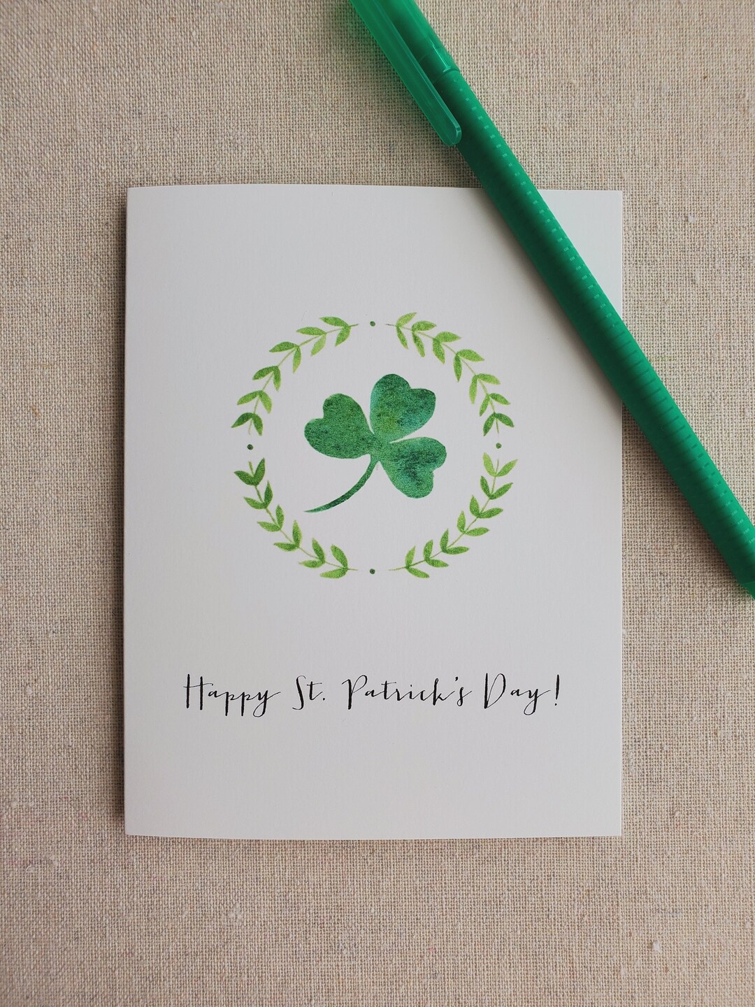 St. Patrick's Day Note Card, Single St. Patrick's Day Greeting Card, St ...