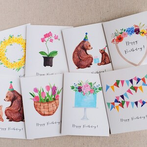Birthday Note Card Set, Set of 8, Variety Pack of Birthday Cards ...
