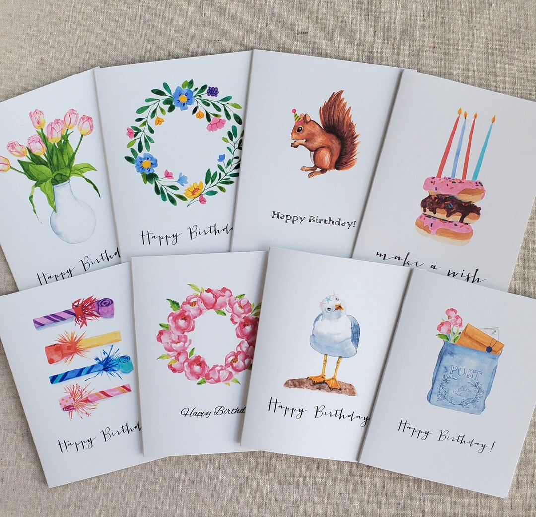 Birthday Note Card Set, Set of 8, Variety Pack of Birthday Cards ...
