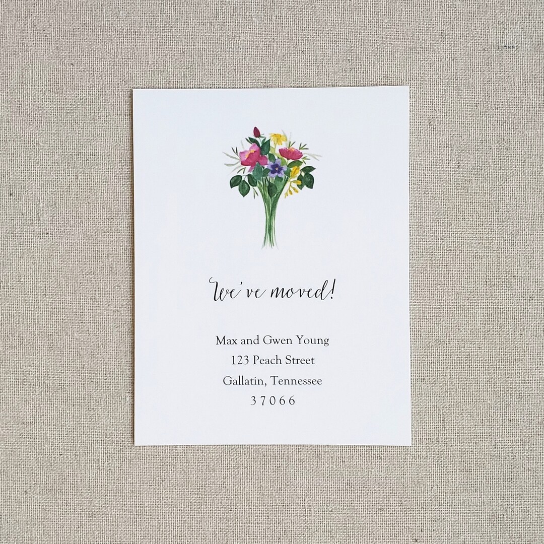 Floral Bouquet Moving Announcement Cards, Set of 10 Original Watercolor ...