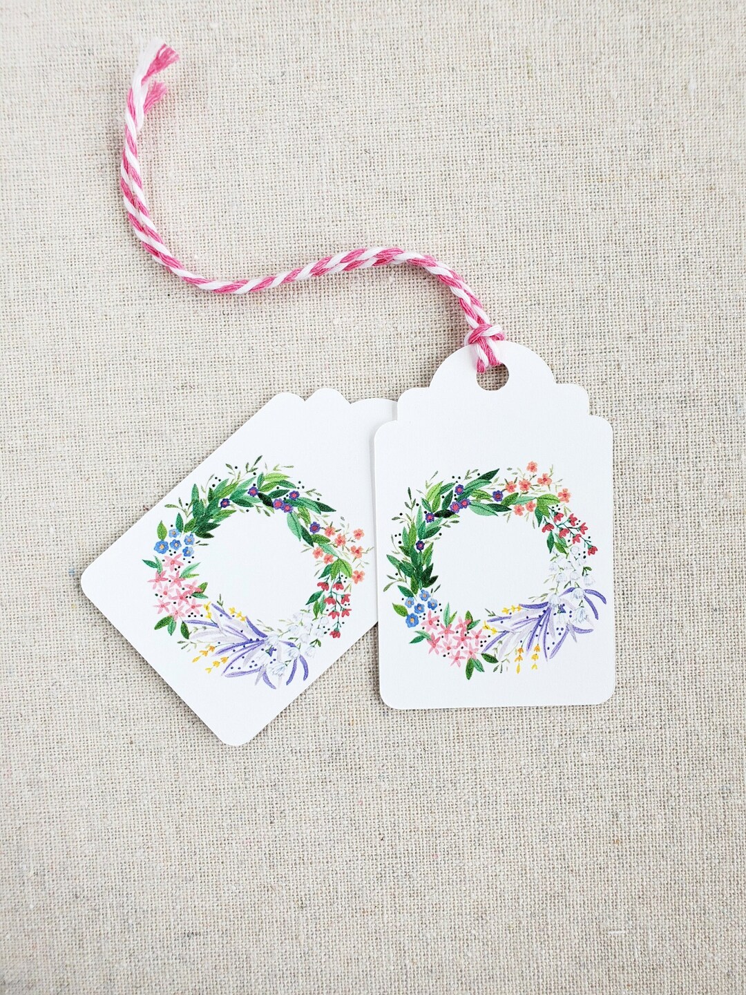 Wreath Gift Tags, Original Watercolor Floral Wreath Present Labels, Set ...