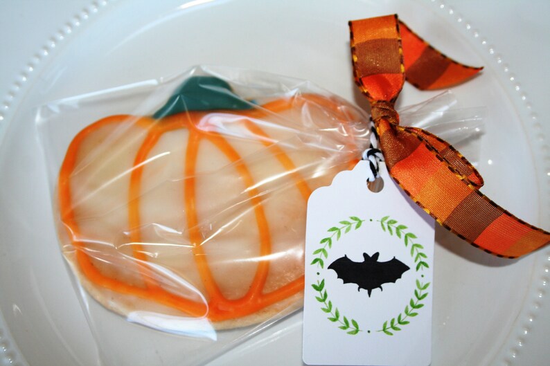 Halloween tags Happy Halloween bat tags pumpkin tags | Etsy