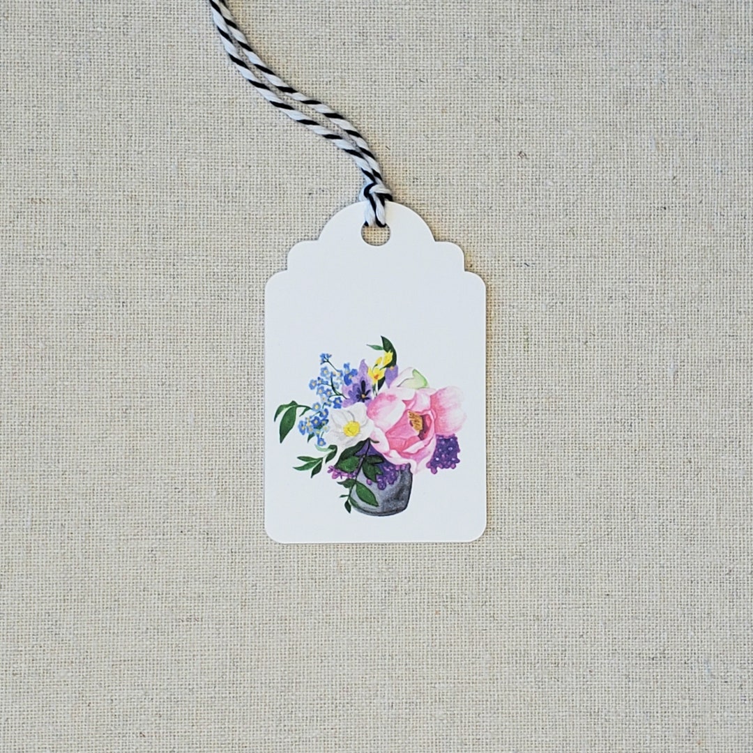 Floral Bouquet Gift Tags, Set of 9 Peony Flower Gift Tags, Original ...