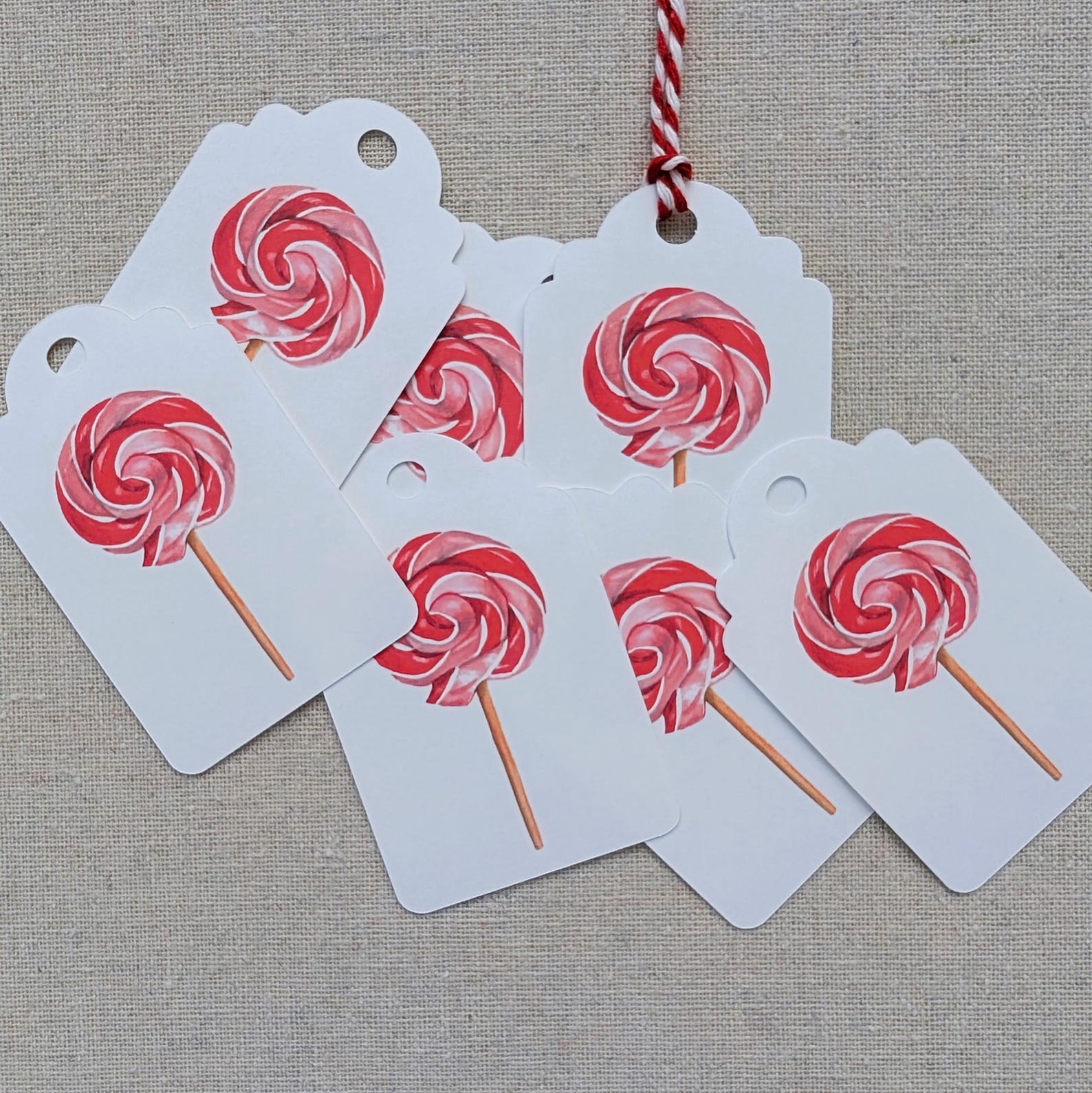 Pink Lollipop Gift Tags, Original Watercolor Present Labels, Set of 9 ...