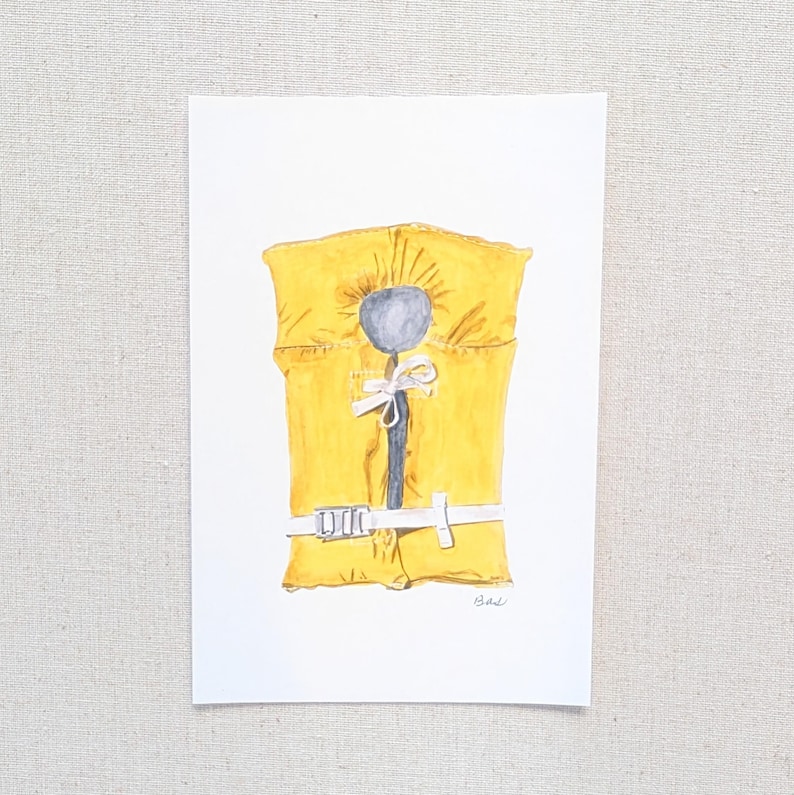 ART PRINT: Original Watercolor Life Jacket Art Print, Coastal Wall ...