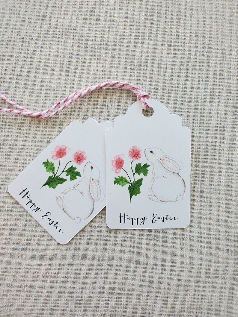 Easter Bunny Gift Tags, Set of 9 Easter Tags, Easter Party Favor Tags ...