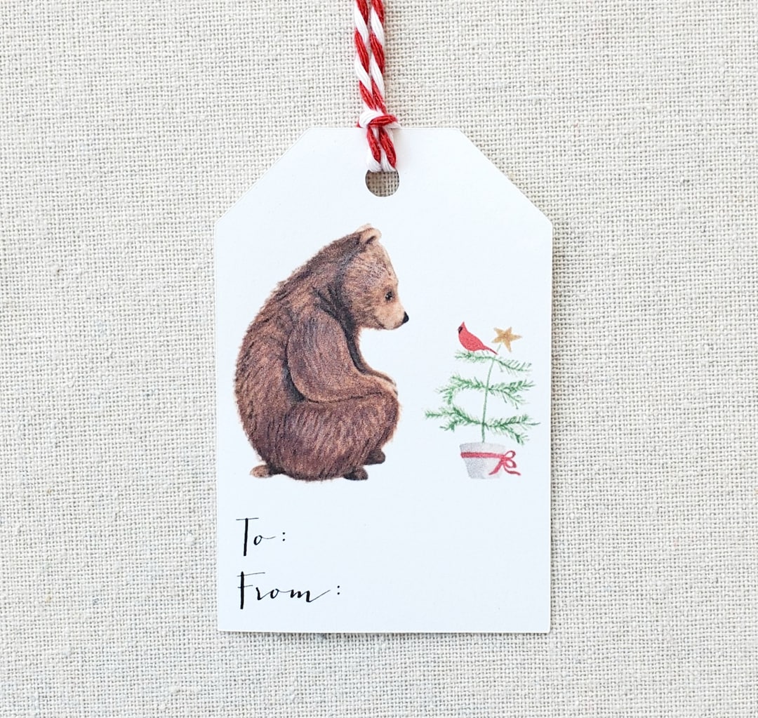 Christmas Bear Gift Tags, Original Watercolor Holiday Present Labels ...