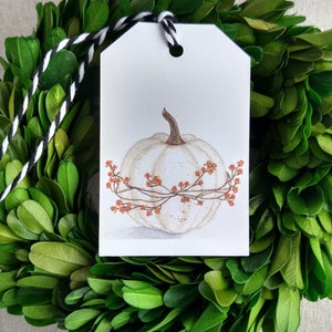 Autumn gift tags fall gift tags pumpkin gift tag white | Etsy