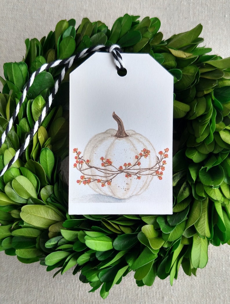 Autumn gift tags fall gift tags pumpkin gift tag white | Etsy