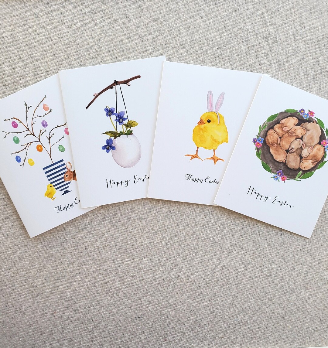Easter Greeting Card Set of 8, Greeting Cards, Easter Card Set, Easter ...