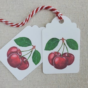 Set of 9 Cherry Gift Tags, Original Watercolor Present Labels, Party ...