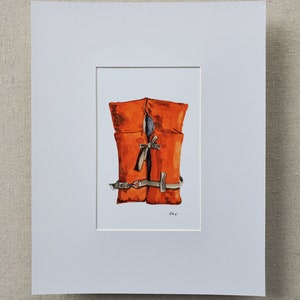 ART PRINT: Watercolor Life Jacket Art Print, Coastal Art Print, Art ...