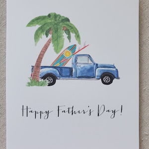 Father's Day Greeting Card, Original Watercolor of a Beach Scene, Happy ...