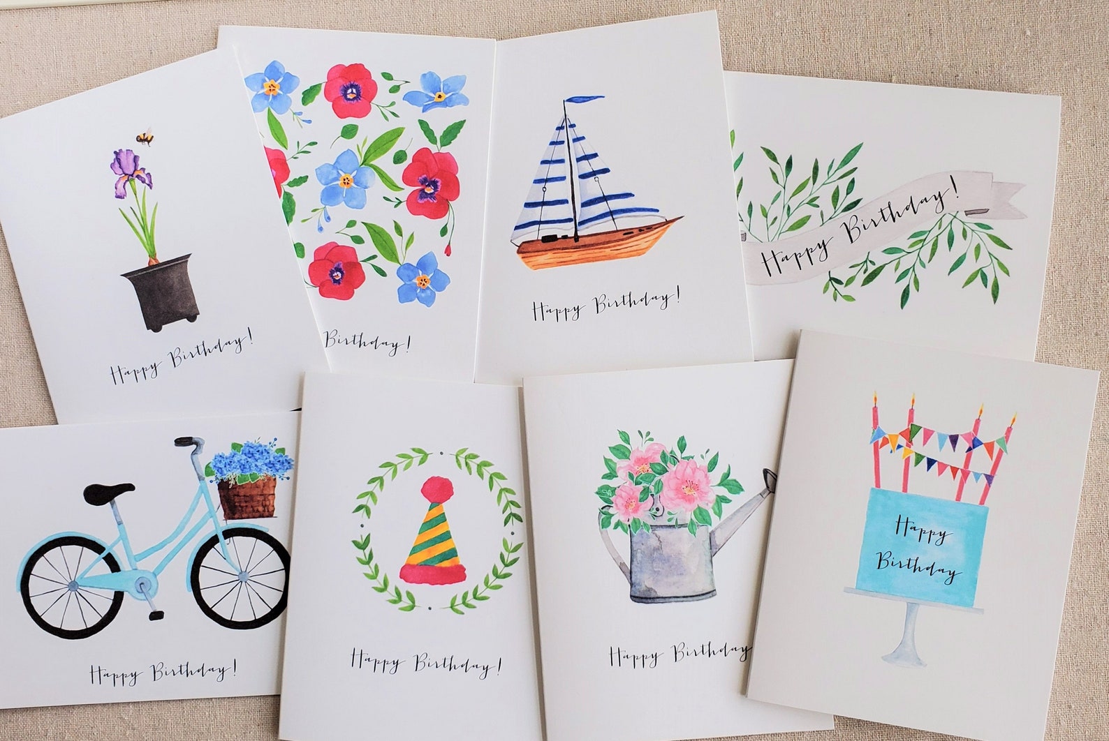 Birthday Note Card Set, Set of 8, Variety Pack of Birthday Cards ...