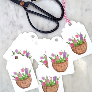All Occasion Gift Tags, Watercolor Tulip Tags, Flower Gift Tags, Spring ...