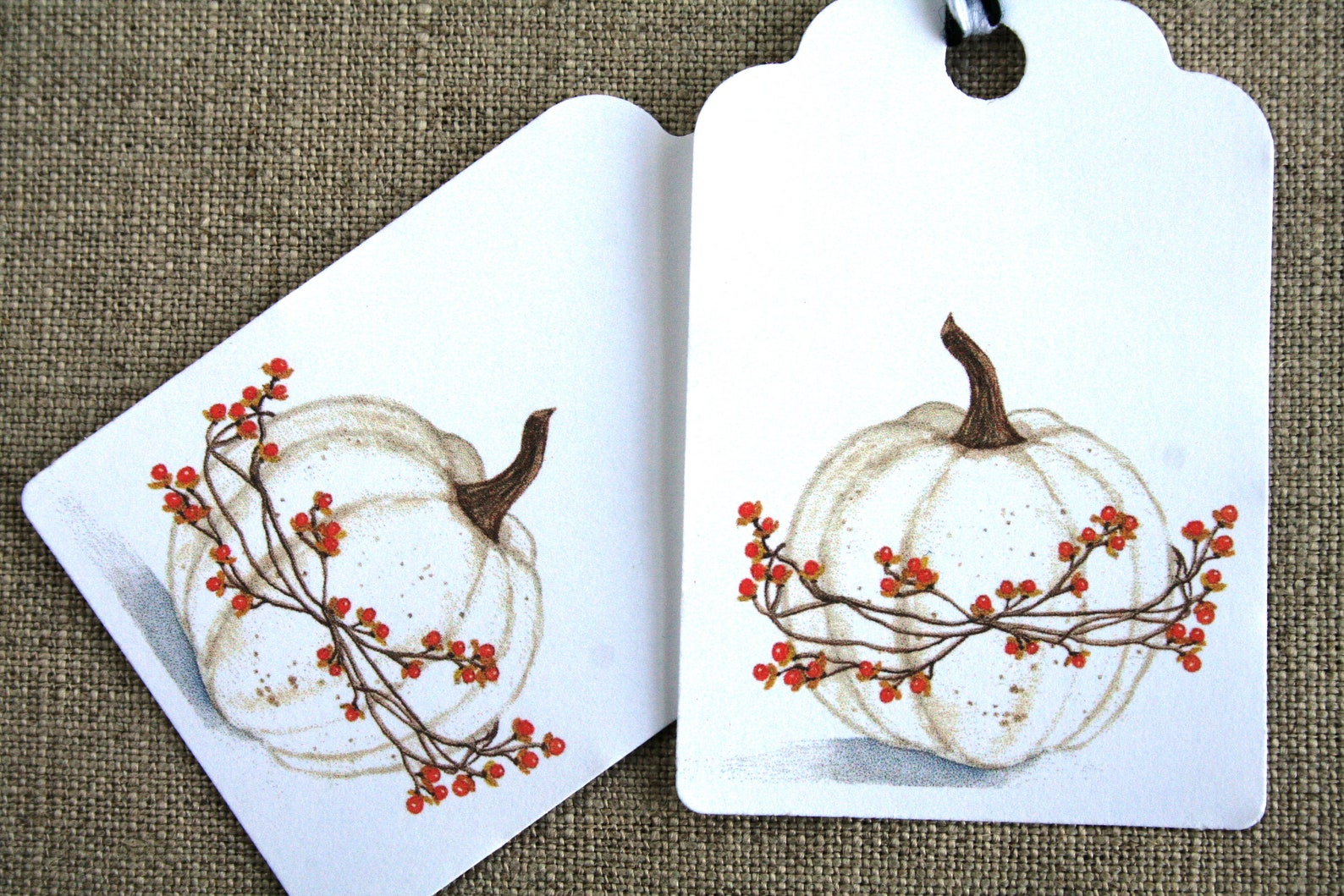 Autumn Gift Tags Fall Gift Tags Pumpkin Gift Tag White - Etsy