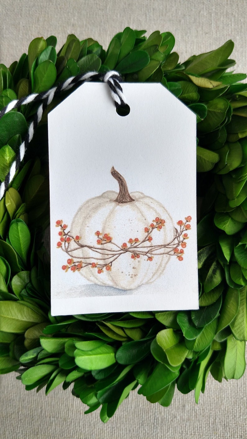 Autumn gift tags fall gift tags pumpkin gift tag white | Etsy