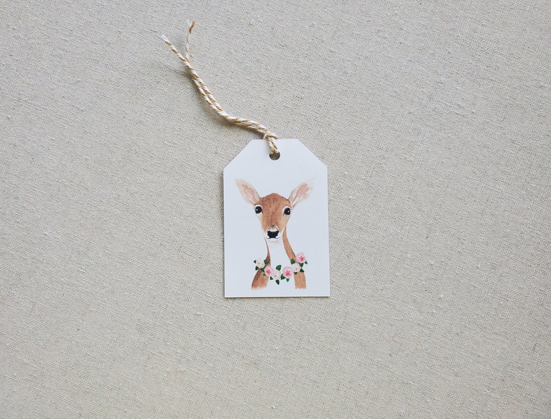 Woodland Deer Gift Tags, Set of 9 Original Watercolor Party Favor Tags ...