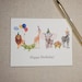Birthday Note Card, Original Watercolor Children's Birthday Animal Card ...