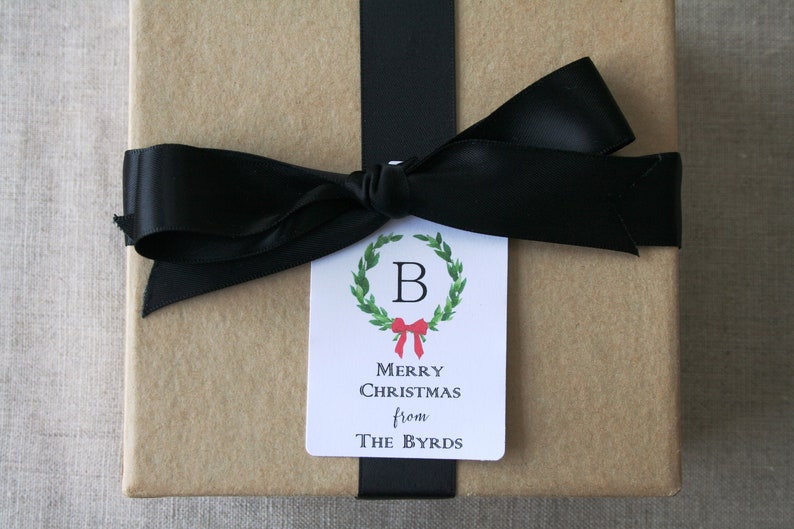 Monogrammed Christmas Gift Tags Monogrammed Greenery Gift | Etsy