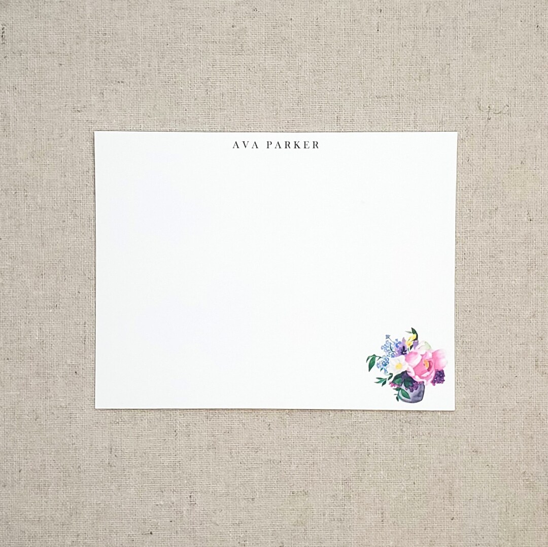 Floral Bouquet Blank or Personalized Stationery, Original Watercolor ...