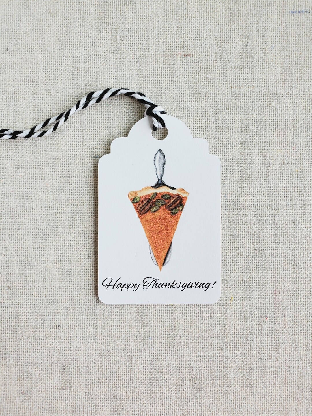 Thanksgiving Pumpkin Pie Gift Tags, Set of 9 Original Watercolor Autumn ...