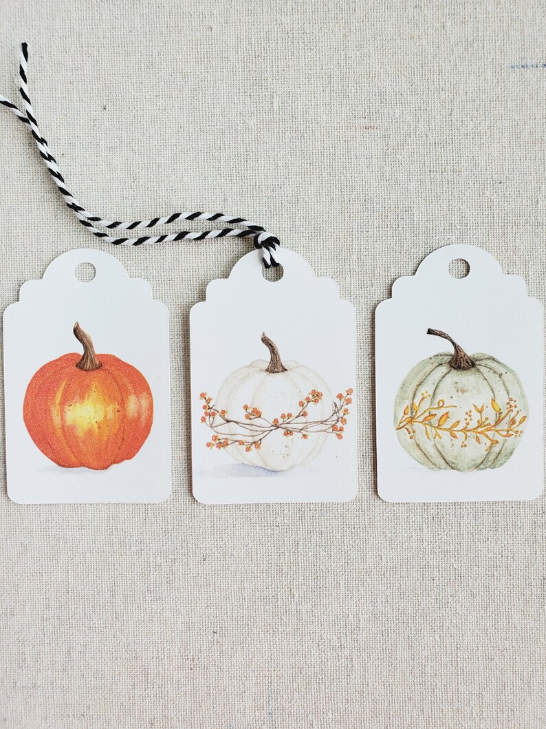 Autumn Gift Tags Fall Gift Tags Pumpkin Gift Tag White - Etsy