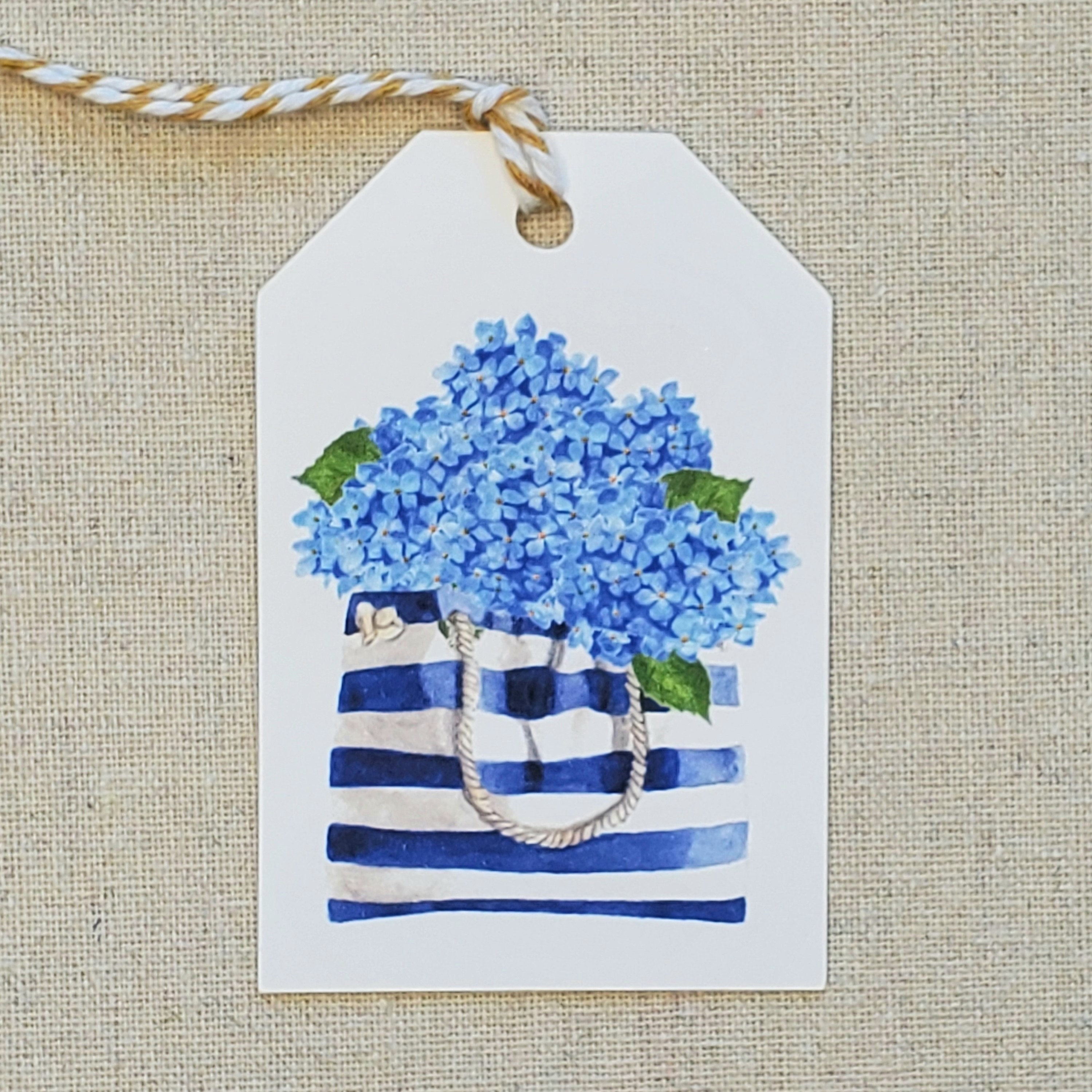 Set of 9 Blue Hydrangea Gift Tags, Original Watercolor Present Labels ...