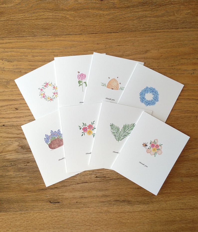 Thank you note card set set of 8 Variety pack of thank you | Etsy