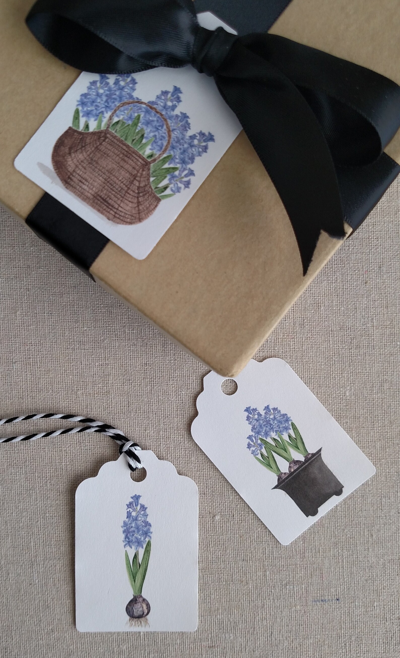 Hyacinth Flower Gift Tags, Original Watercolor Purple Floral Present ...
