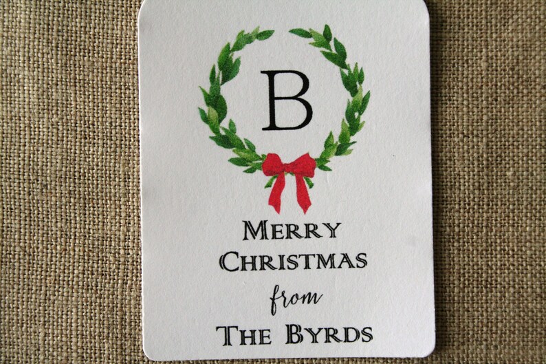 Monogrammed Christmas Gift Tags Monogrammed Greenery Gift | Etsy
