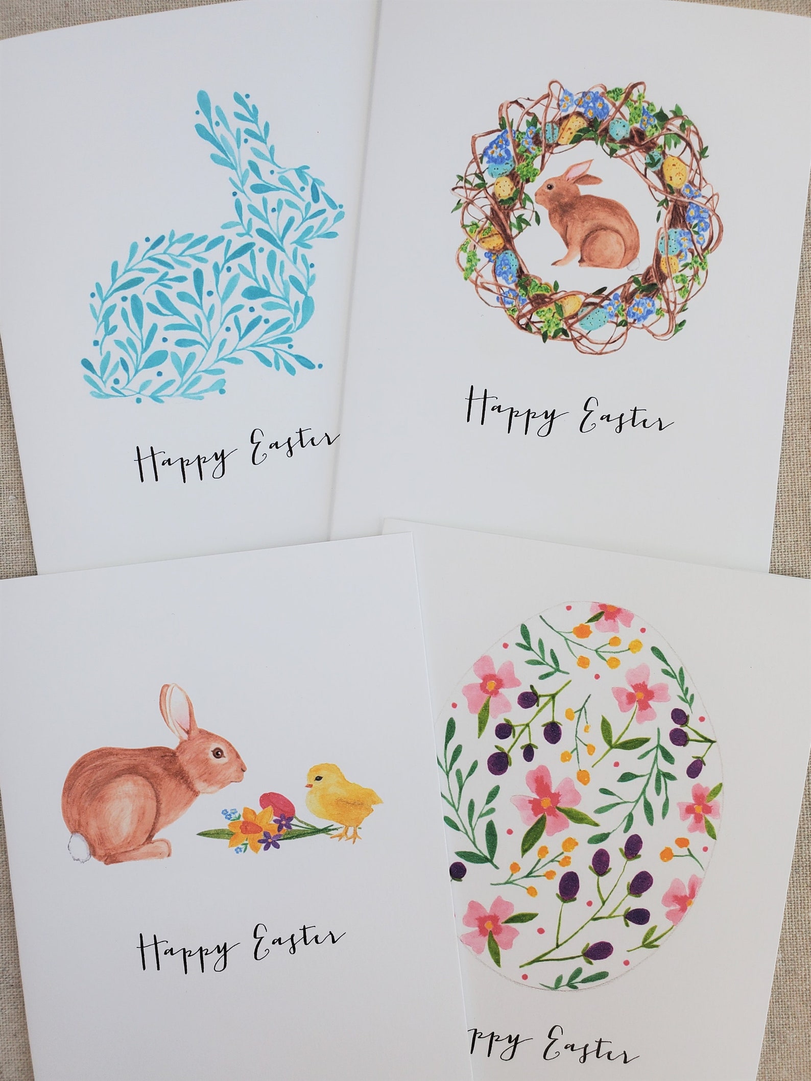 Easter Greeting Cards, Set of 8 Easter Cards, Watercolor Easter Cards ...