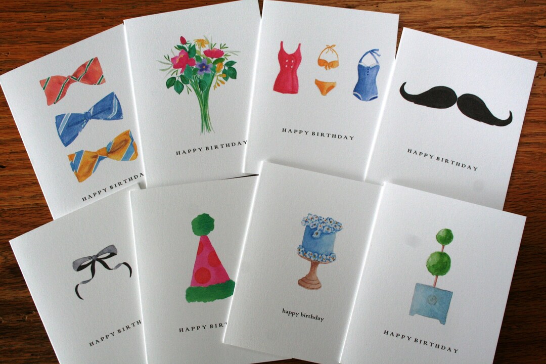 Birthday Note Card Set Set of 8 Variety Pack of Birthday - Etsy
