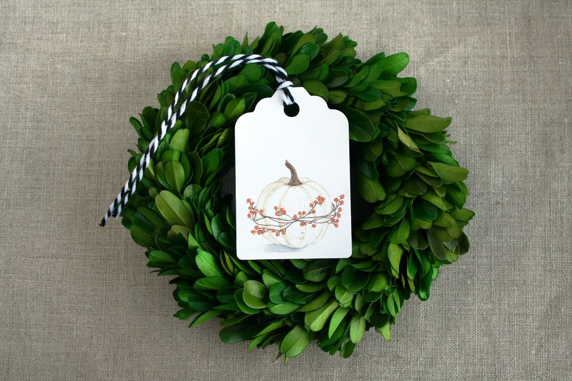 Autumn Gift Tags Fall Gift Tags Pumpkin Gift Tag White - Etsy