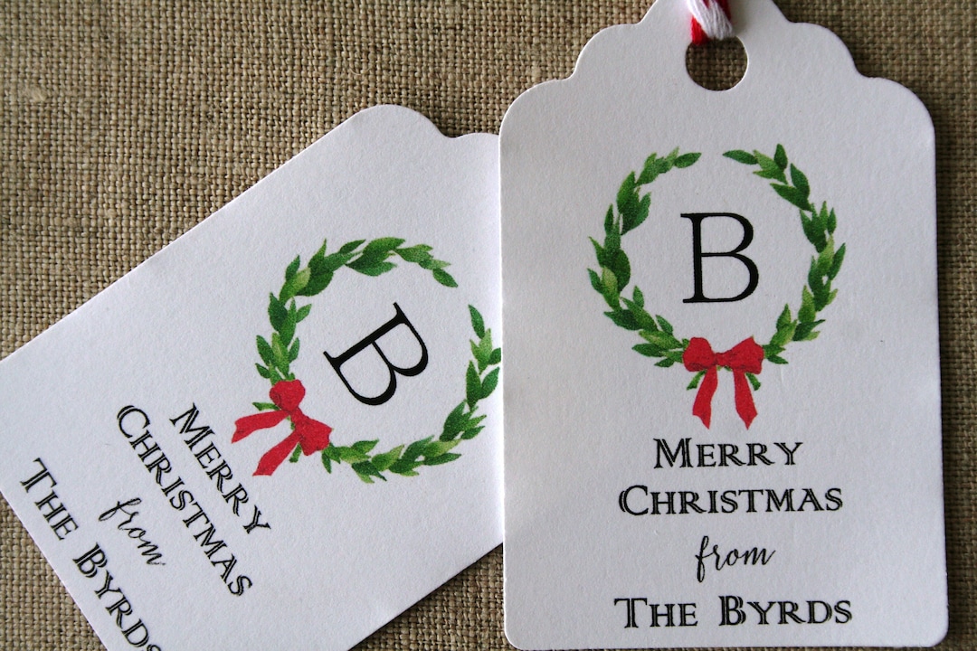 Monogrammed Christmas Gift Tags, Monogrammed Greenery Gift Tags ...