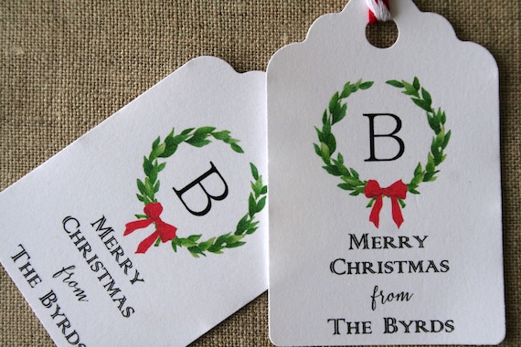 Monogrammed Christmas Gift Tags Monogrammed Greenery Gift | Etsy