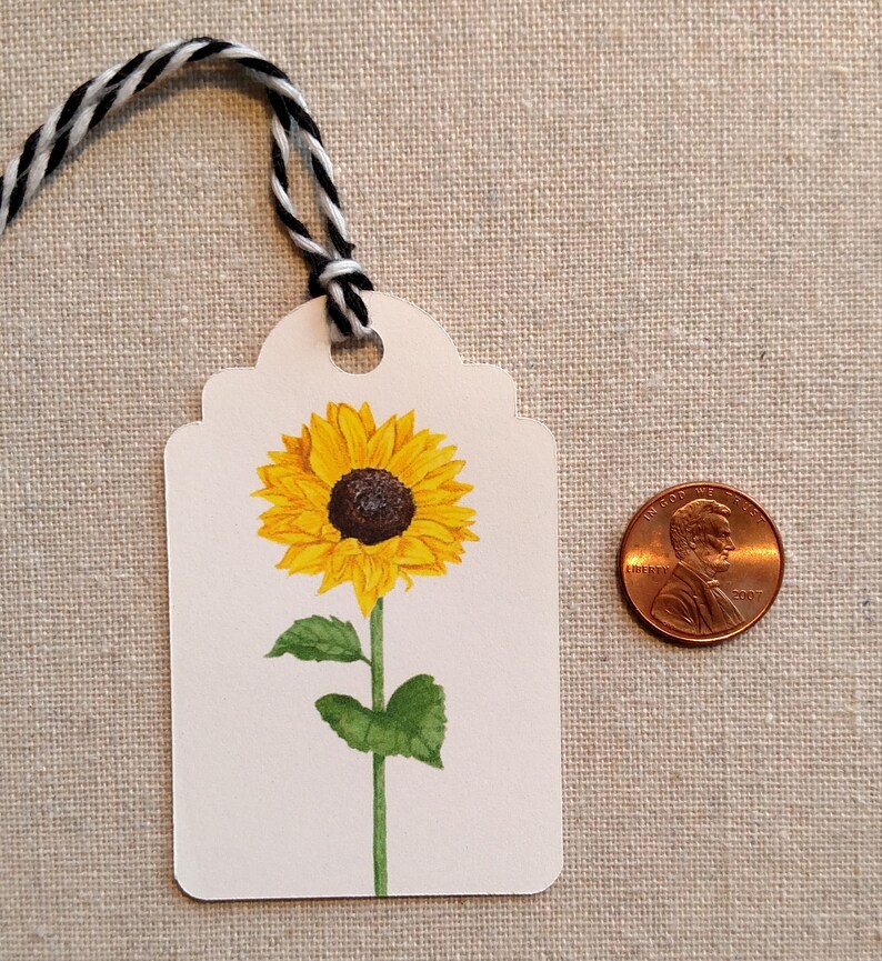 Sunflower Gift Tags, Original Watercolor Present Labels, Set of 9 Party ...